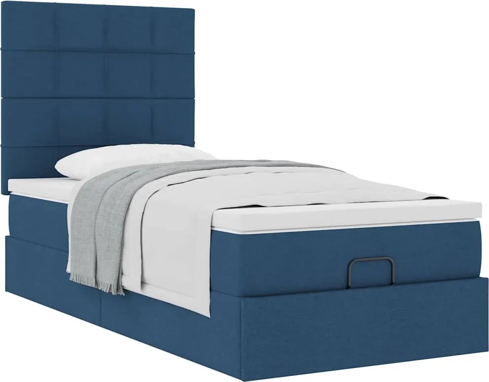 Osmanský rám postele s matrací modrá 90x190cm textil 3313125