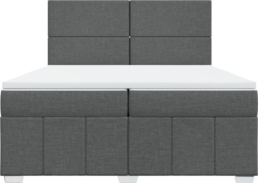 Box spring postel s matrací tmavě šedá 200x200 cm textil 3294069