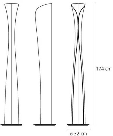 Artemide 1361W20A Cadmo, designová stojací lampa s bílou vnější a bílou vnitřní úpravou se stmívačem, 44W + 10W LED 2700K, výška: 174 cm
