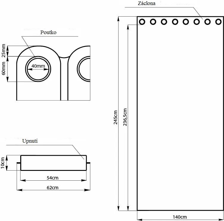 Závěs AmeliaHome Blackout s průchodkami 140x245 vínový