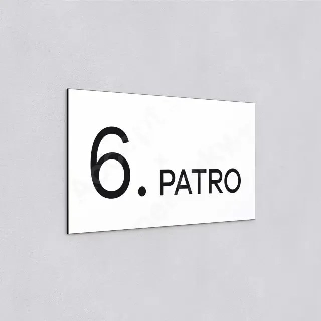 ACCEPT Označení podlaží "6. PATRO" - stříbrná tabulka - černý popis
