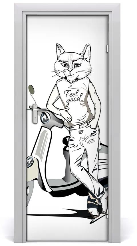 Samolepící fototapeta na dveře Kočičí muž 75x205 cm