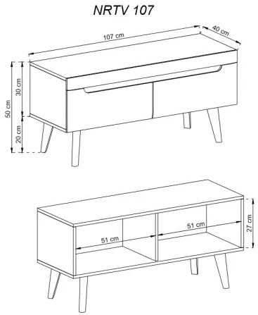 Piaski TV stolek Nordi NRTV107 Barva: Dub Artisan