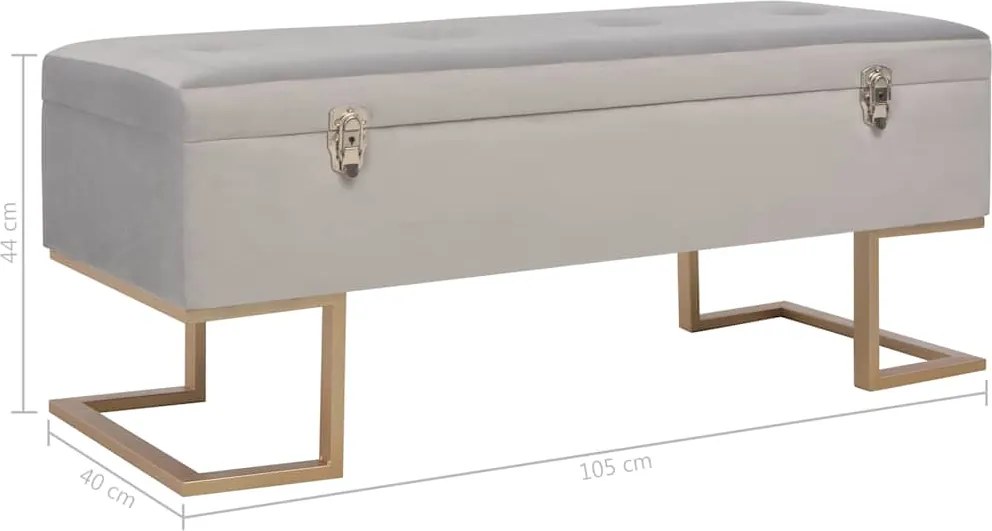 Lavice s úložným prostorem 105 cm šedá samet 247573
