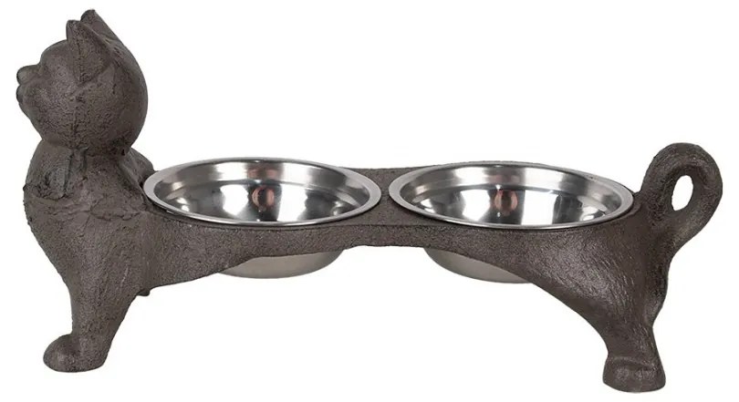 Misky pro kočku v litinovém stojanu kočky - 39*15*19 cm / 2*225 ml