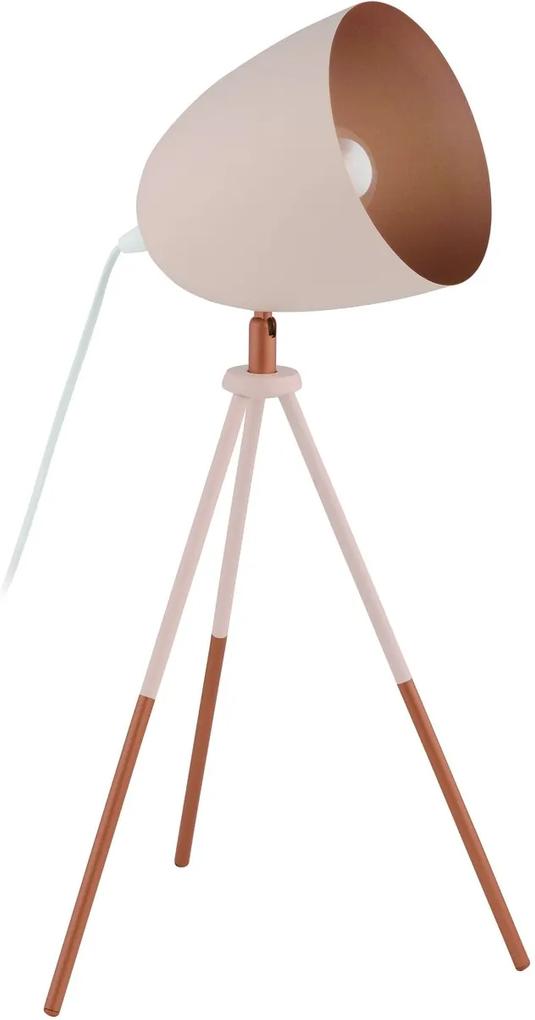 Eglo 49038 CHESTER-P - Stolní lampa na trojnožce v pastelově meruňkové barvě