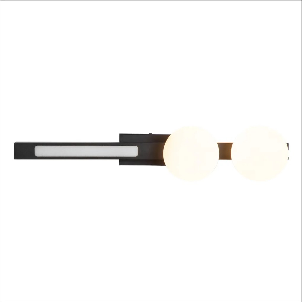 Nástěnné svítidlo Magnet2, 2x bílé skleněné stínítko + 1x LED 13W, b