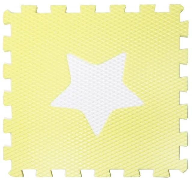 Vylen Pěnové podlahové puzzle Minideckfloor s hvězdičkou  Bílý se světle šedou hvězdičkou 340 x 340 mm