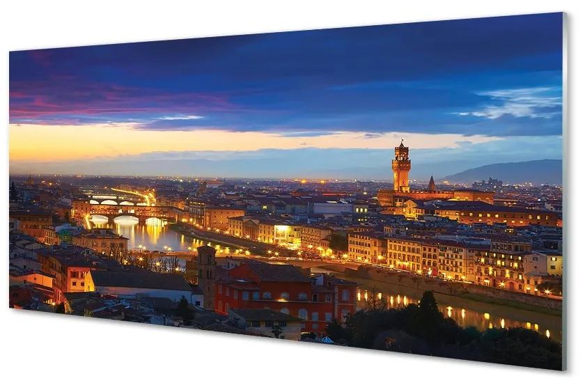Obraz na skle Itálie Night panorama mostů 125x50 cm