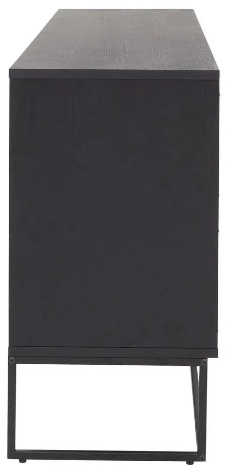 Černá nízká komoda v dekoru jasanu 176x76 cm Lipp - Tenzo