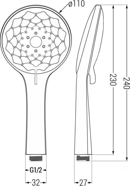Mexen R-74 sprchová hlavice 3-funkční, chrom/bílá - 79574-00
