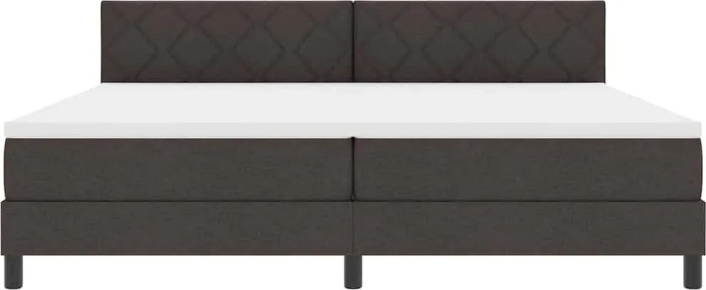 Postel s boxspringem s čelo Tmavě hnědá 200 x 200 cm textil 3338793
