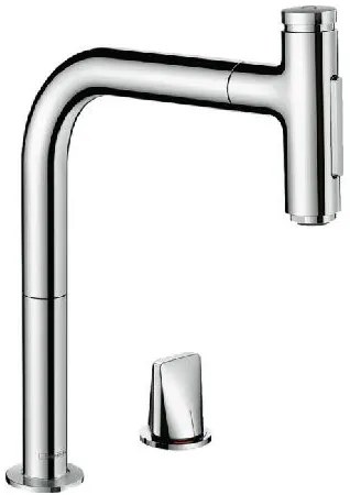 Hansgrohe M71 - Dřezová baterie M7120-H200 s výsuvnou sprškou, 2-otvorová instalace, sBOX, chrom 73818000