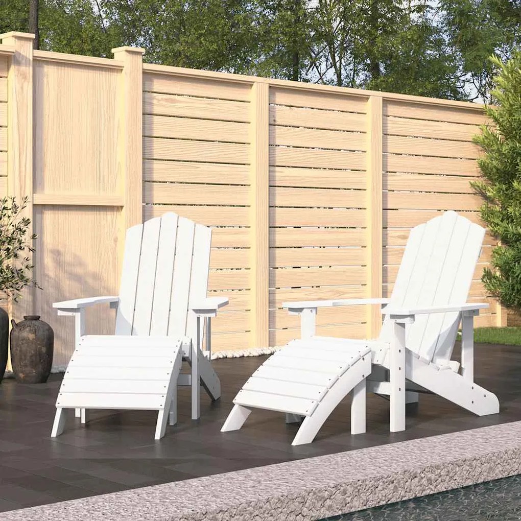 Zahradní křesla Adirondack 2 ks s podnožkami HDPE bílá 3095696