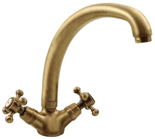 Reitano Rubinetteria, ANTEA stojánková dřezová baterie s vysokou hubicí, výška 265mm, bronz, 3116