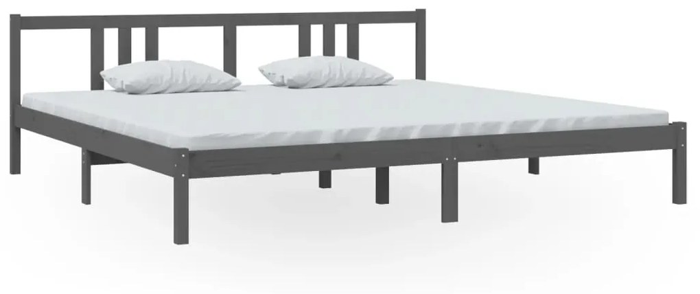 814906 vidaXL Rám postele šedý masivní dřevo 200 x 200 cm