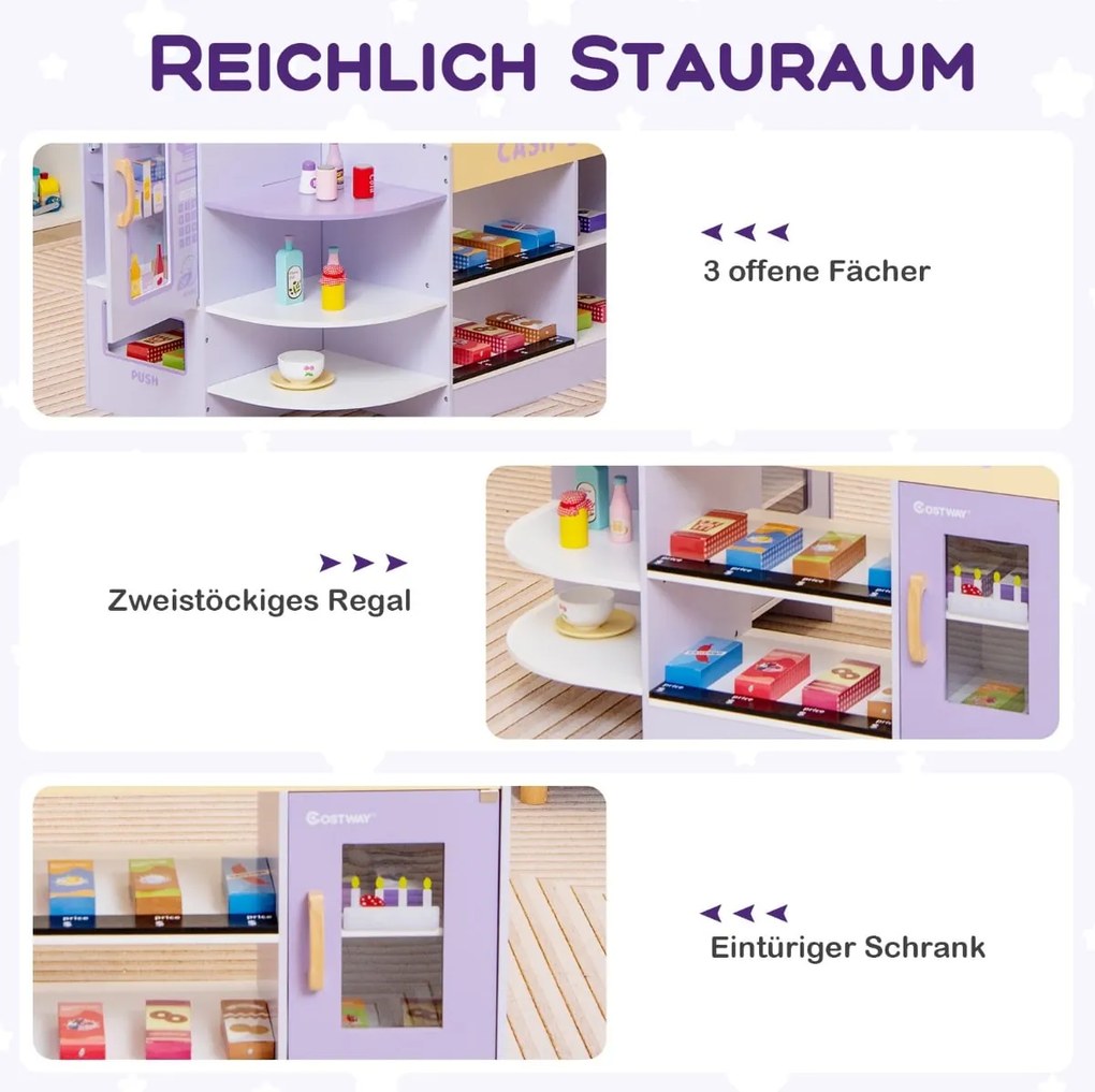 Costway Dětský obchod dřevěný obchod s bočním pultem – 89 × 57 × 80 cm
