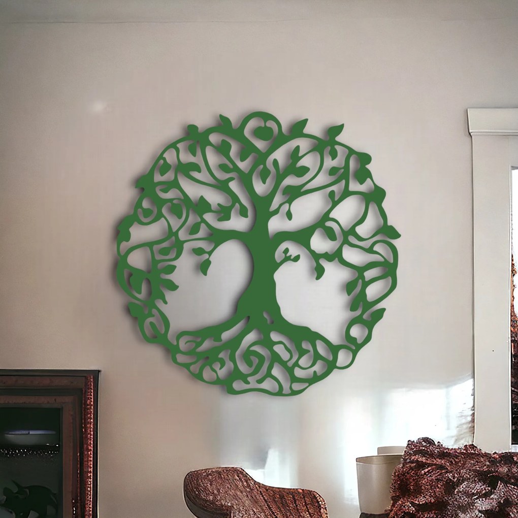 Strom života 1 - kovový obraz na zeď Velikost: 200cm, Barva: Green