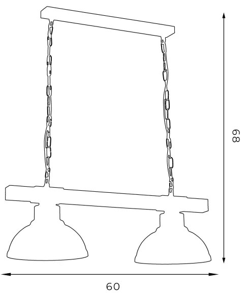Lustr na řetězu HAKON 2xE27/60W/230V patina