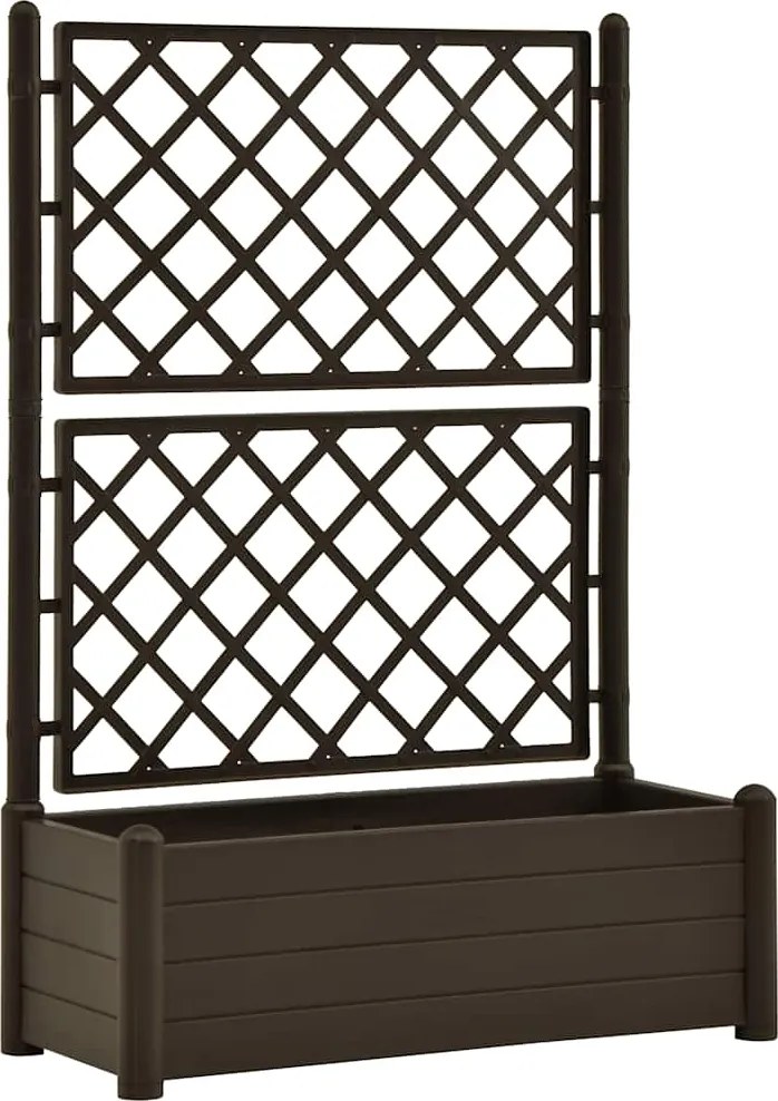 Zahradní truhlík s treláží 100 x 43 x 142 cm PP mokka 313984