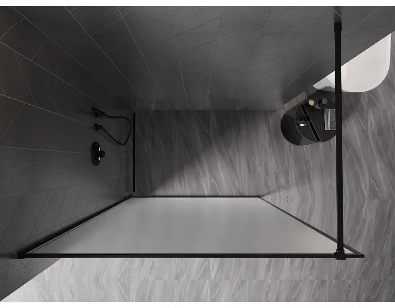 Mexen, Mexen Kioto-XF sprchová stěna s rámem 90 x 202 cm, matná 10 mm, černá - 800-090-104-70-30-X