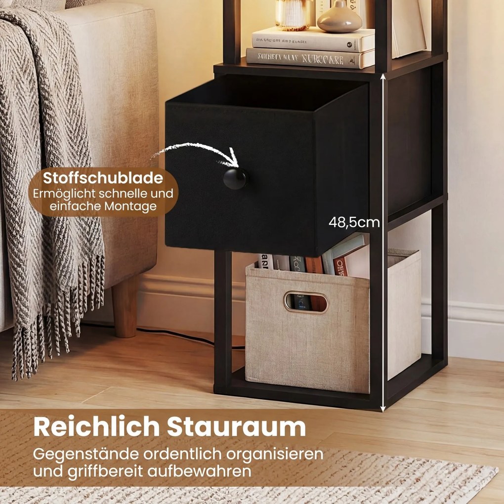 Costway Stojací lampa s nastavitelným jasem, moderní stojací lampa s odkládacím