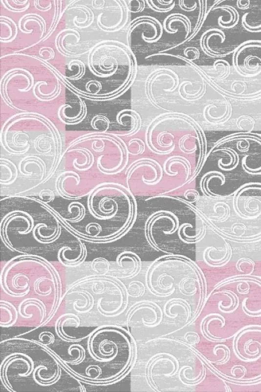 Ayyildiz Kusový koberec moderní Toscana 3130 růžový ornament 080x150 cm