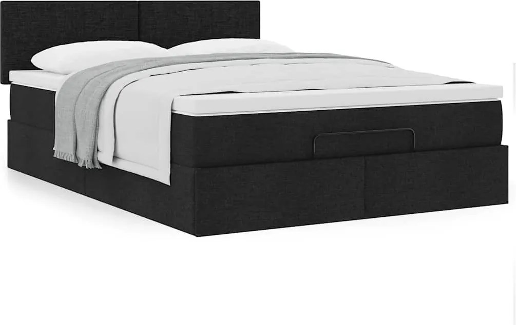 Osmanský postel s matrací černá 140x190 cm textil 3311375