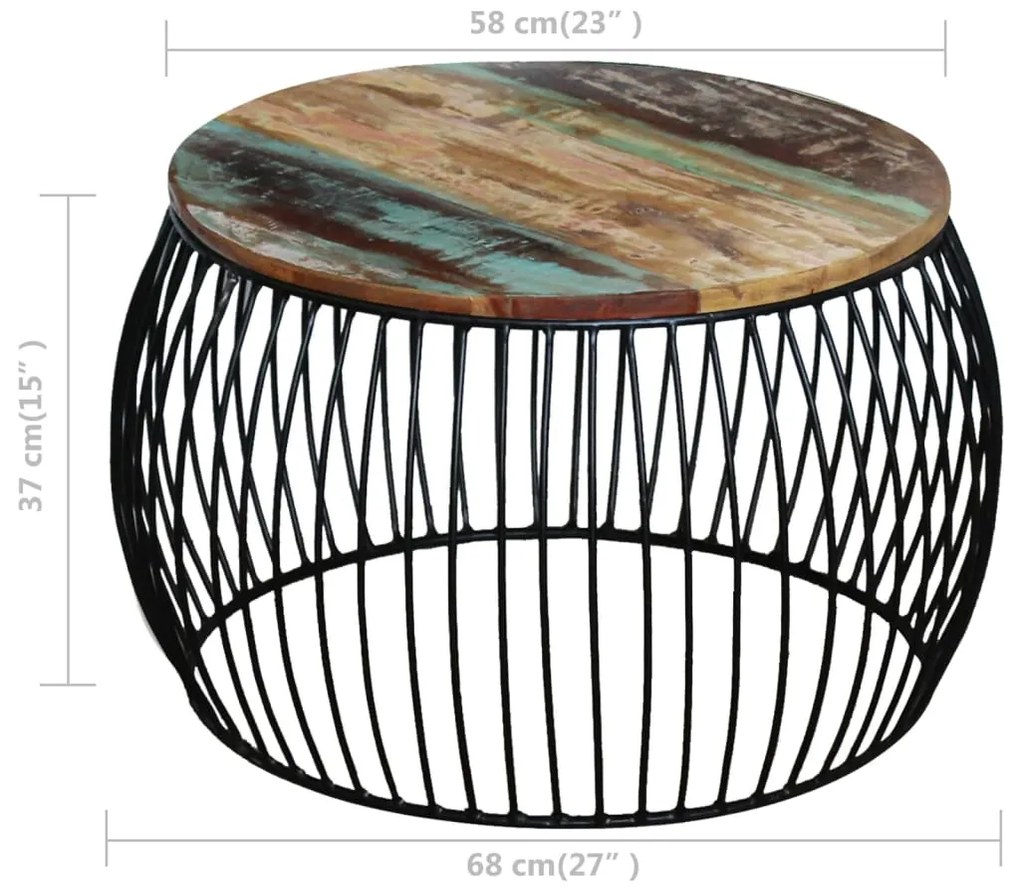 vidaXL Marketos Konferenční stolek kulatý masivní recyklované dřevo 68 x 37 cm
