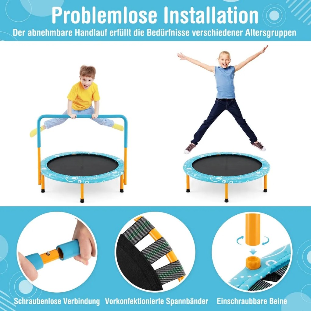 Costway Φ92 cm dětská trampolína s rukojetí mini trampolína do 150 kg nosnost