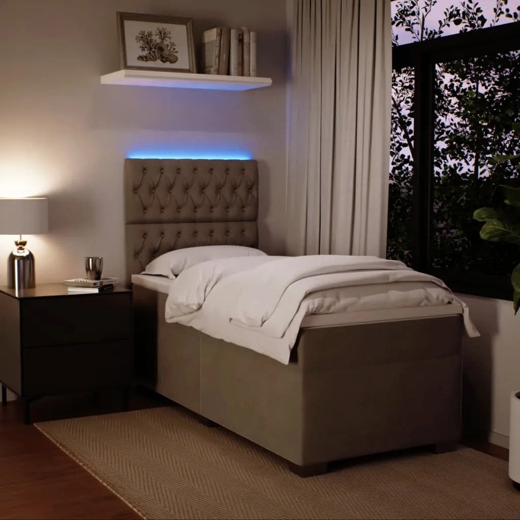 Box spring postel s matrací světle šedá 100x200 cm samet 3293140