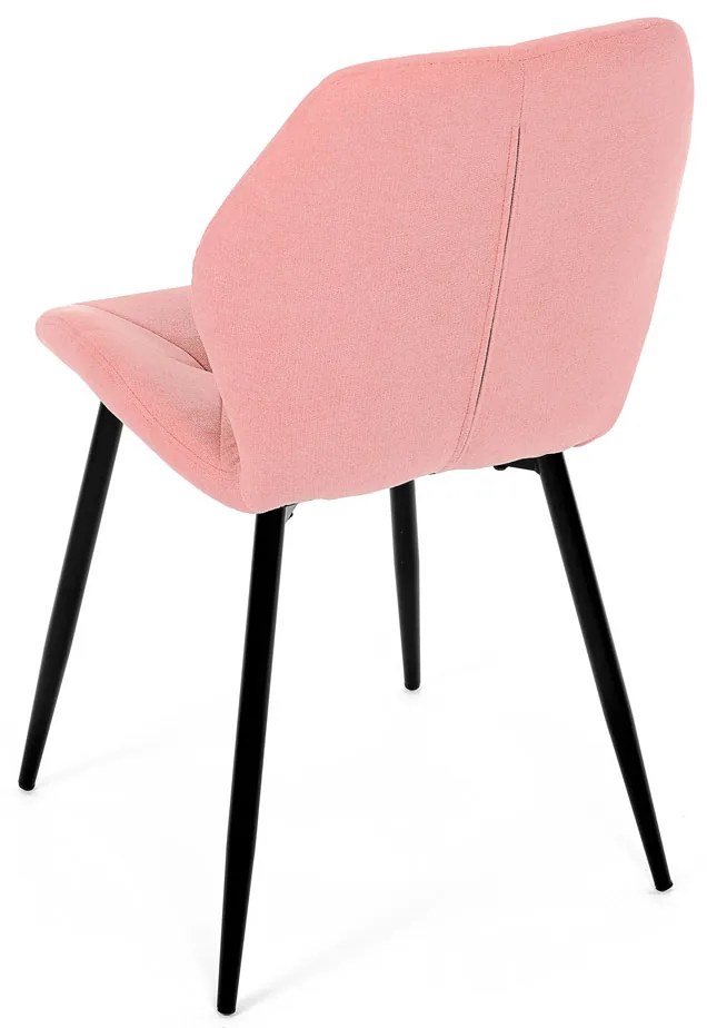 AUTRONIC Židle jídelní, růžová látka, černé kovové nohy