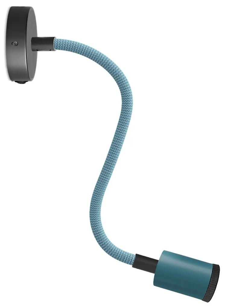 creative cables Fermaluce Flex 30 pastel bodové svítidlo s mini baldachýnem s vypínačem a mini reflektorem GU1d0 Barva: Černo-světle modrá