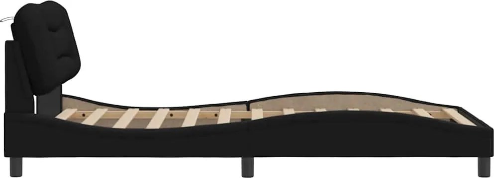 Rám postele bez matrace Hvar černý 100 x 200 cm textil 3207753