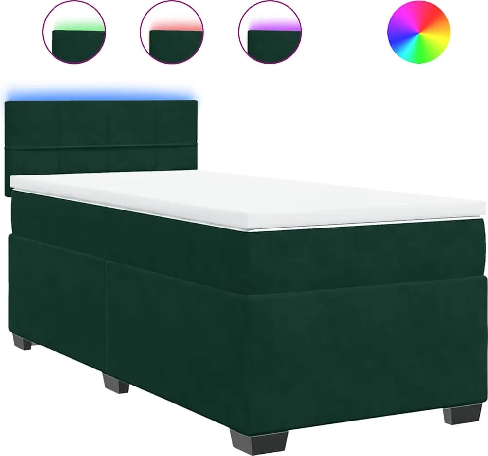 Box spring postel s matrací tmavě zelená 90x200 cm samet 3288525