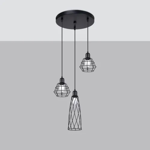 Závěsné svítidlo SOLLUX SUBA 3P černé E27 3x15W bez žárovky SL.1166