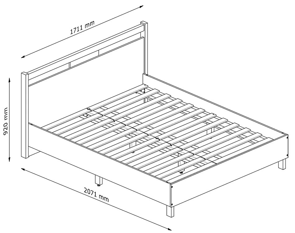 INDYGO z | dvoulůžko L160 | 160x200 cm | dub wotan/zelená