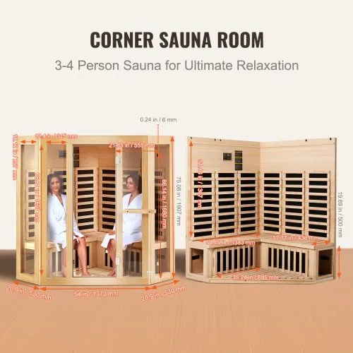 Far Infrared Wooden Sauna Room Domácnost Sauna Spa pro 3 až 4 osoby 2470 W