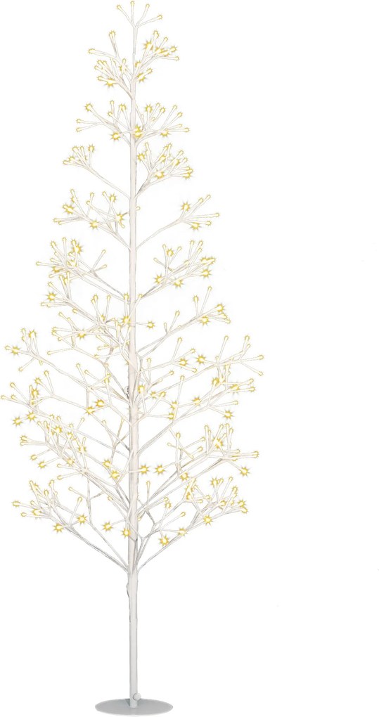 HOMCOM Umělý vánoční stromek 180 cm s 384 teplobílými LED světly, flexibilní větve, ocelový podstavec, bílý