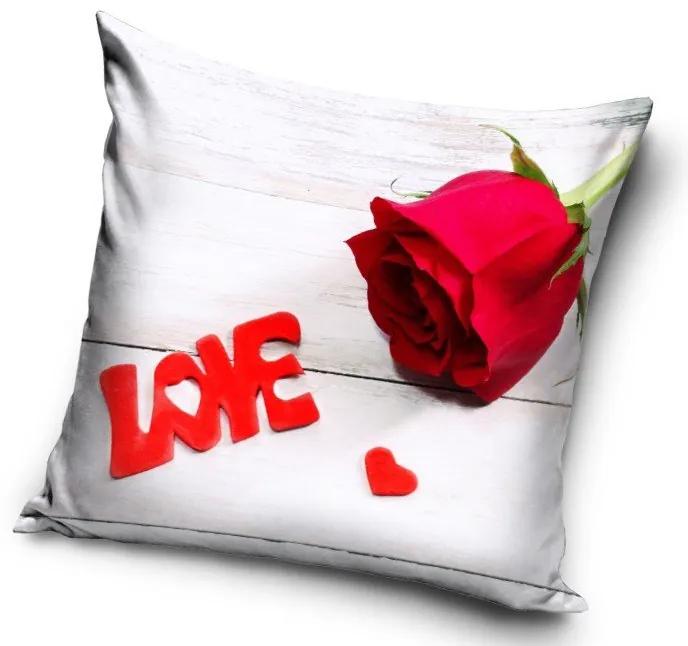 Javoli Povlak na polštář Růže Love 40 x 40 cm bílý