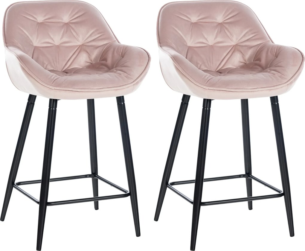 Sada 2 barových židlí Gibson samet – růžová