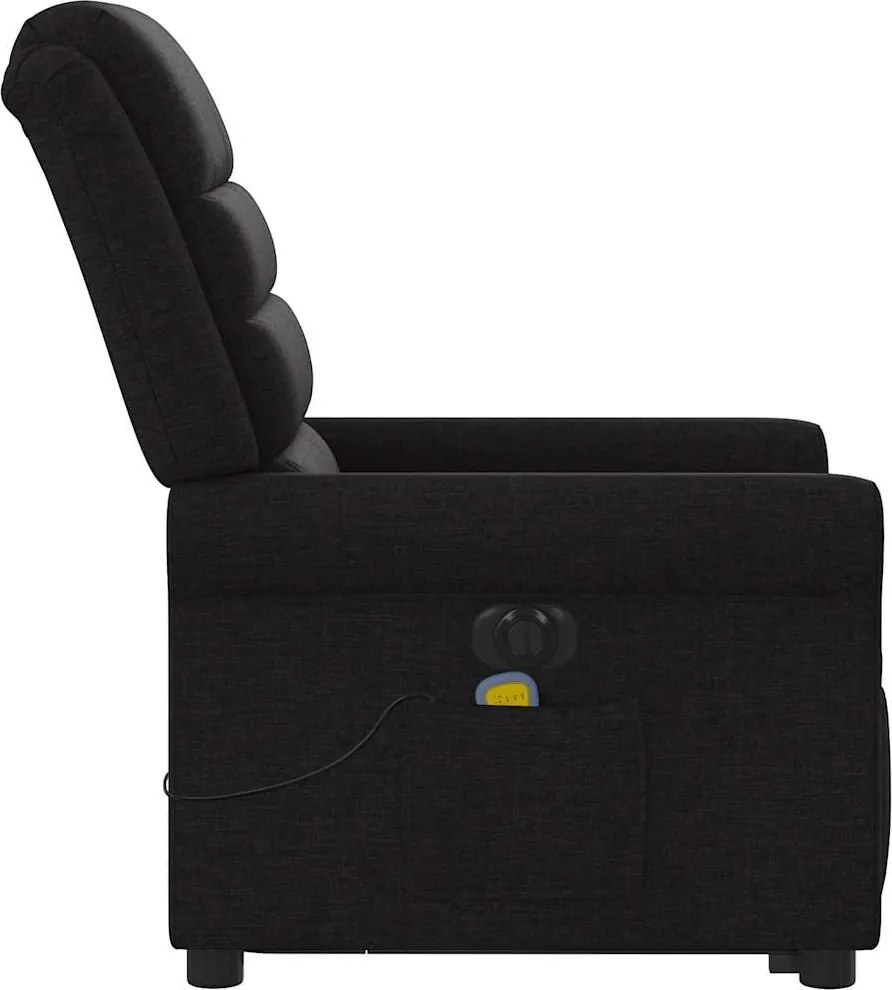 Elektrické zvedací masážní polohovací křeslo černé textil 3303346