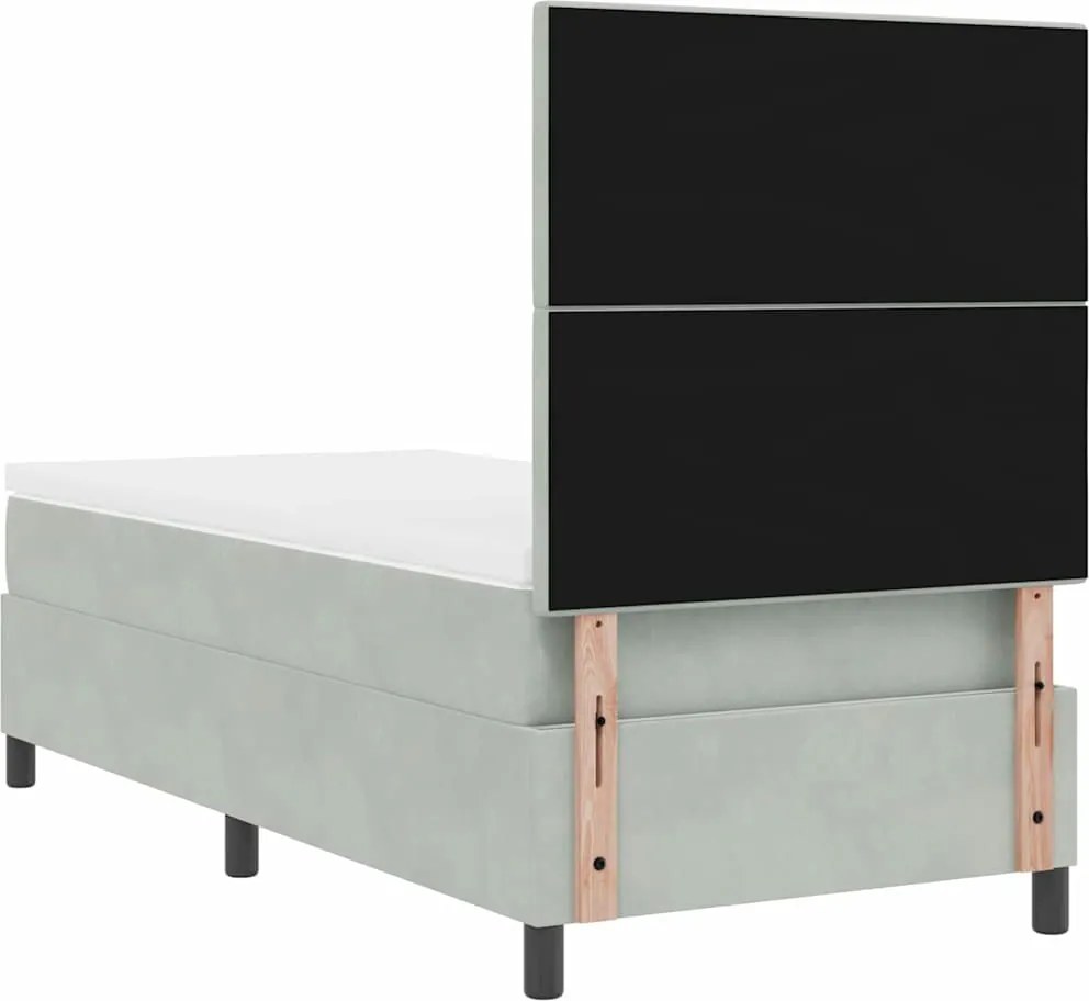 Postel s boxspringem s čelo Světle šedá 100 x 200 cm samet 3339812