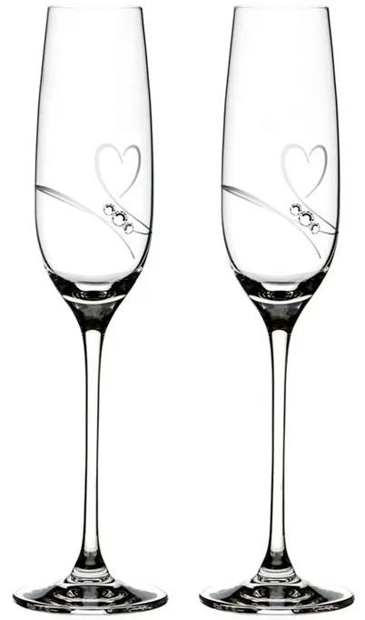 Dekorant svatby Svatební sklenice na šampaňské Romance s kamínky Swarovski 200ml 2KS
