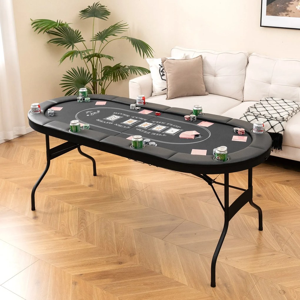 Costway Skládací pokerový stůl pro 8 hráče s držáky nápojů