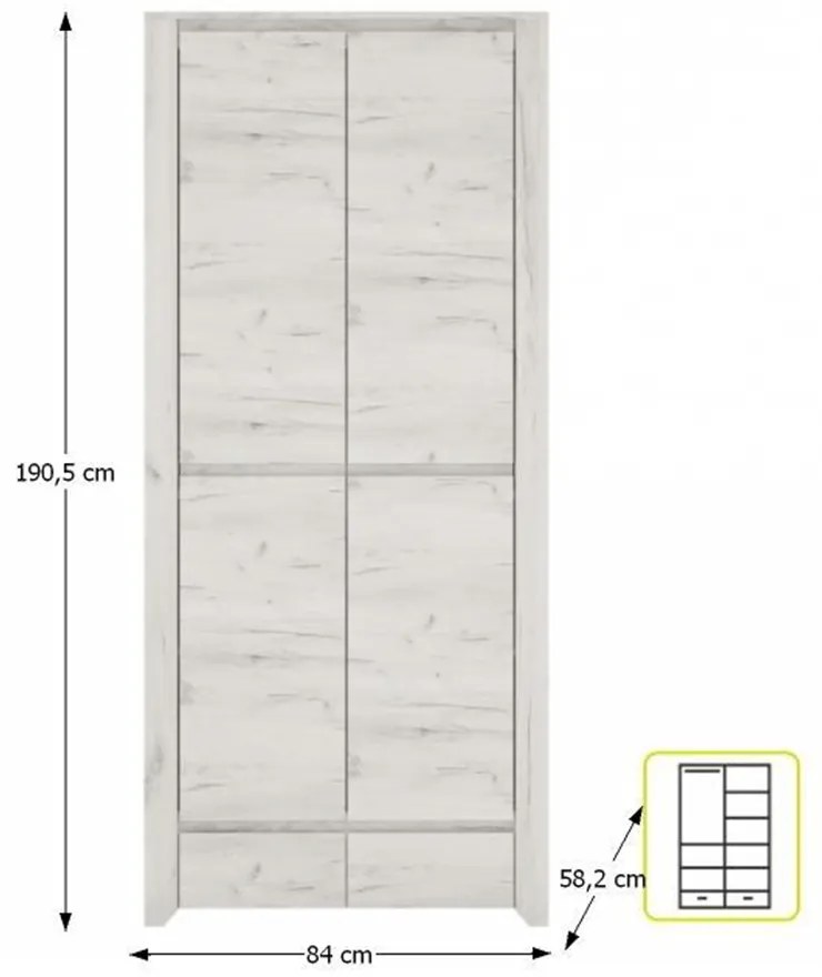 Kondela Skříň typ 20, bílá craft, ANGEL