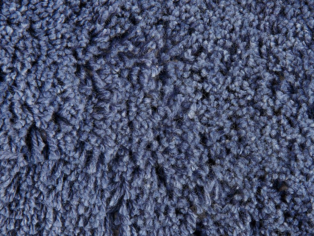 Bavlněný všívaný polštář se střapci 35 x 55 cm béžový/ modrý LUPINUS Beliani
