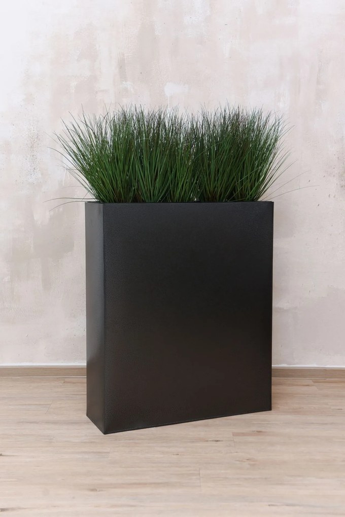 Květináč ELEMENTO, práškovaná ocel, výška 90 cm, černá struktura