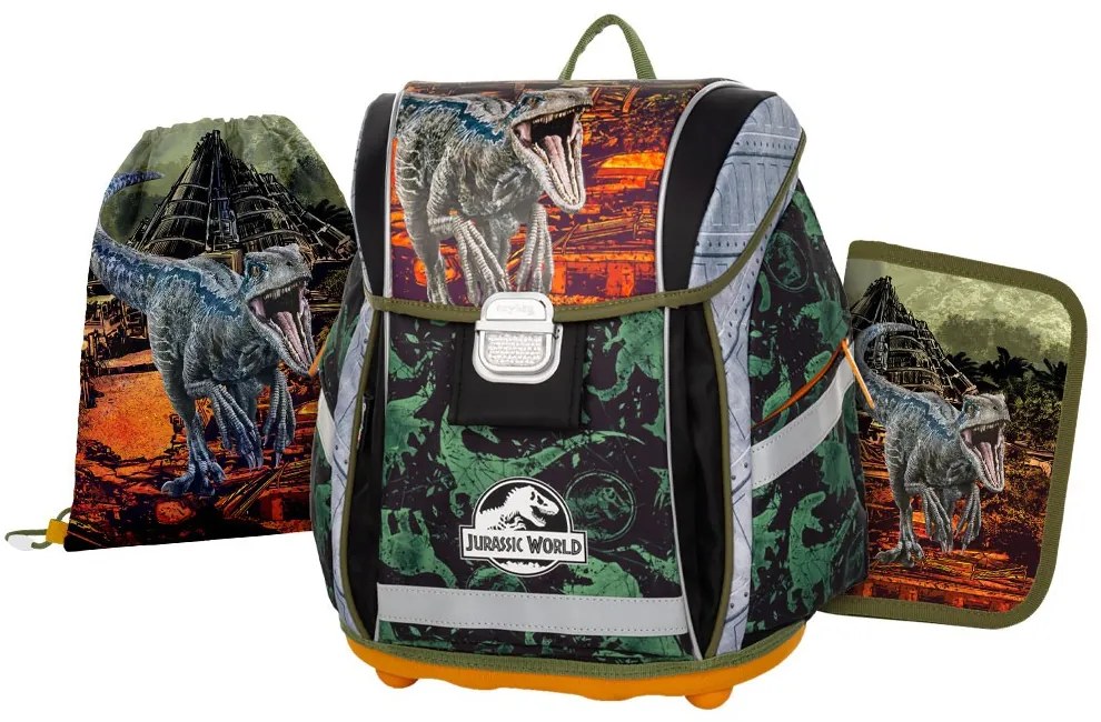 Oxybag PREMIUM LIGHT - školní set Jurassic World 3 ks: aktovka, penál, sáček