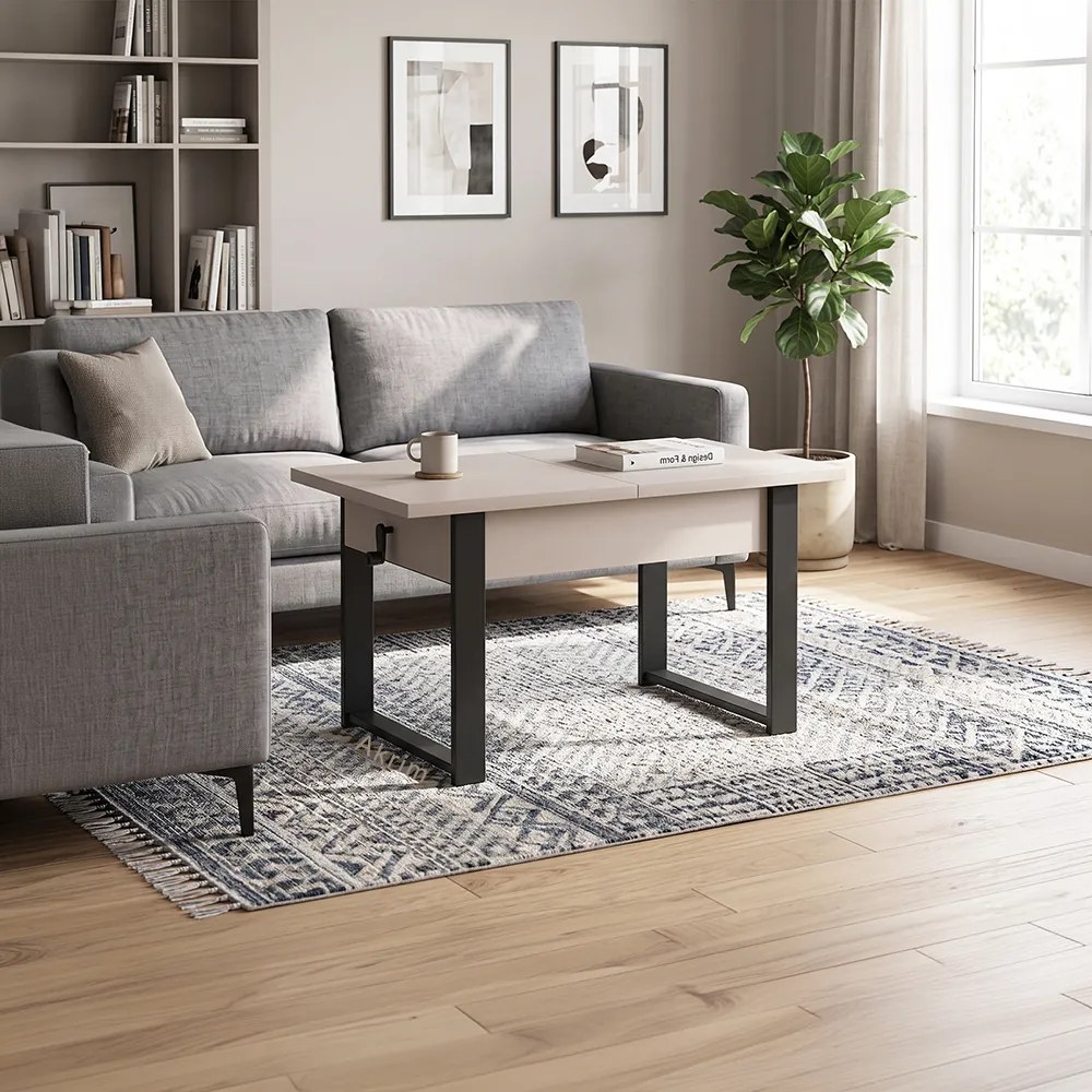 Rozkládací polohovací konferenční stolek HOGO 3v1 | 120-157x62,5-74,5x67 cm | síla horní desky 32 mm | kašmír/černé nohy
